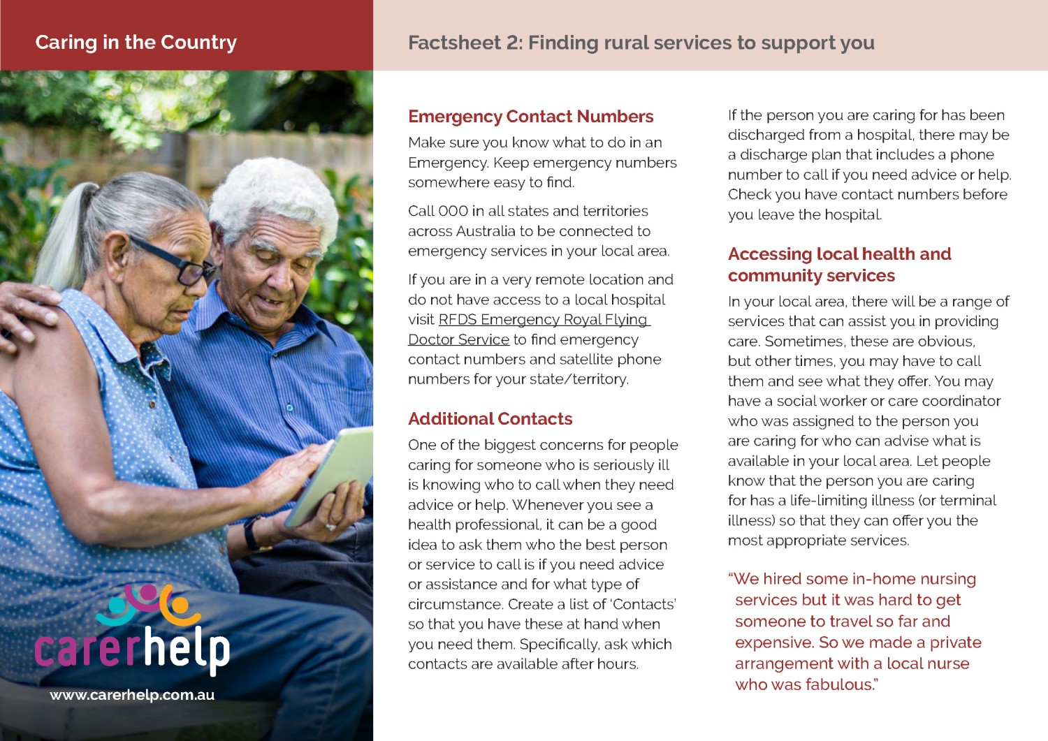 Caring in the country - Communities - CarerHelp